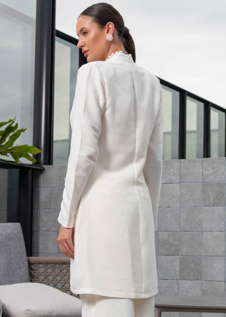 Jaleco Feminino Jacquard Alfaiataria Elegance Off-White